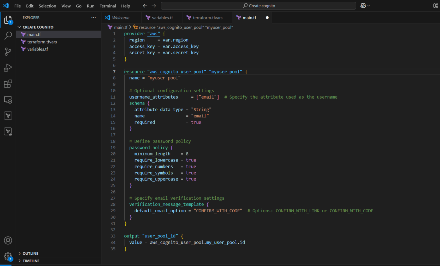 How To Create A User Pool In AWS Cognito Using Terraform.