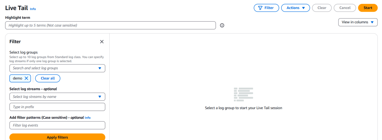 How To Use Live Tail In CloudWatch Logs For Real-Time Monitoring.